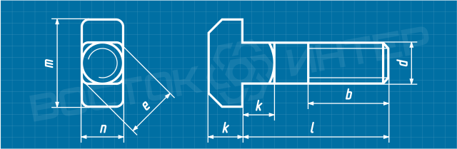 Болт М6 DIN 186 з Т-подібною головкою і квадратним підголовком, ціна: 97.91 ₴, купити на Prom.ua